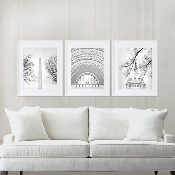 Washington DC Photography Set of 3 Black and White Art Print - Etsy