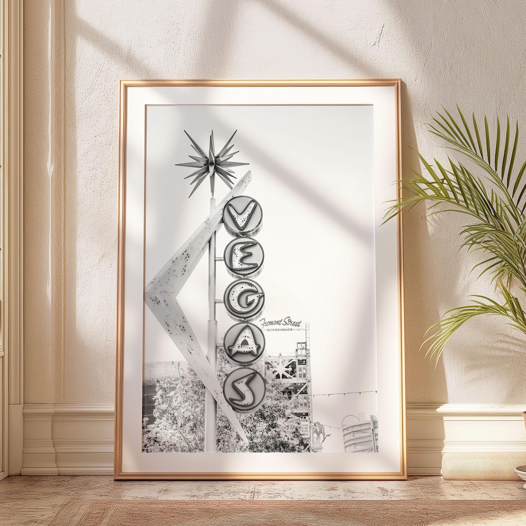 Las Vegas Print Vegas Sign Vintage Las Vegas Wall Art Downtown Las ...
