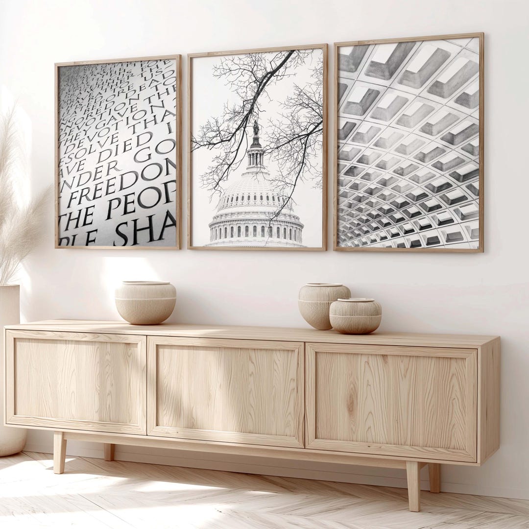 Washington DC Art, Print Set of 3 | Black and White Photography ...