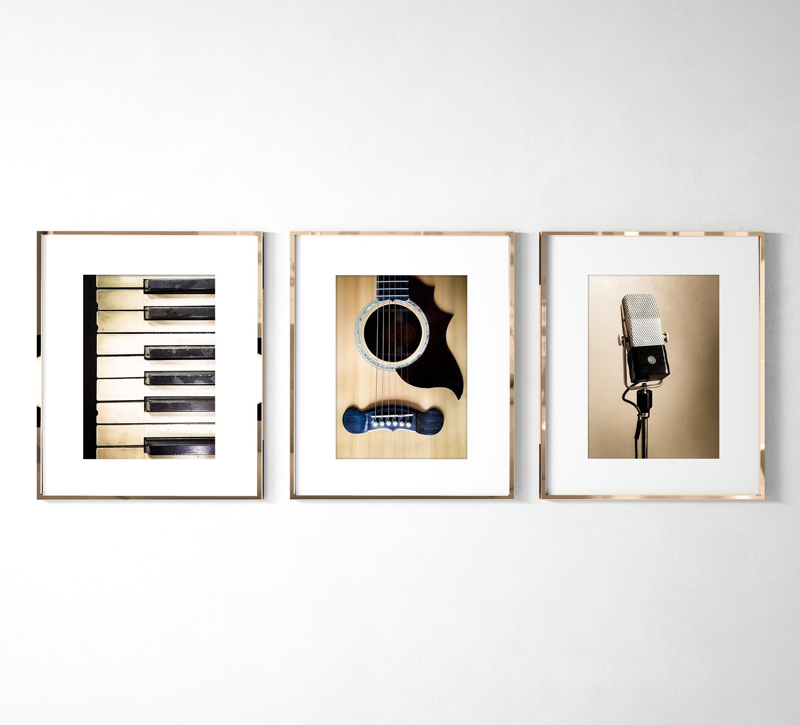 Music Art, Set of 3 Music Prints, Music Photography, Guitar, Piano ...
