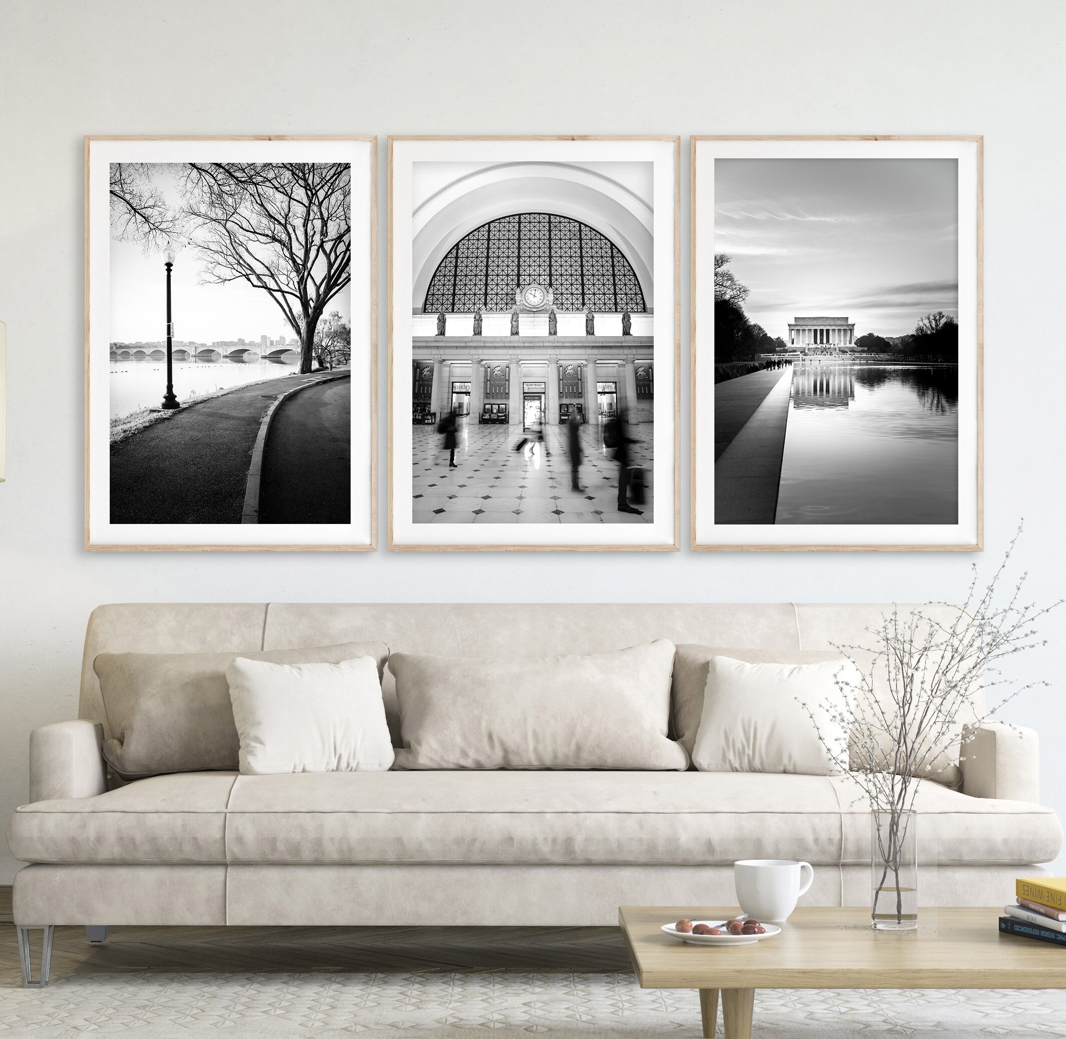 Washington DC Print Set of 3, Black and White Photography, Capitol ...