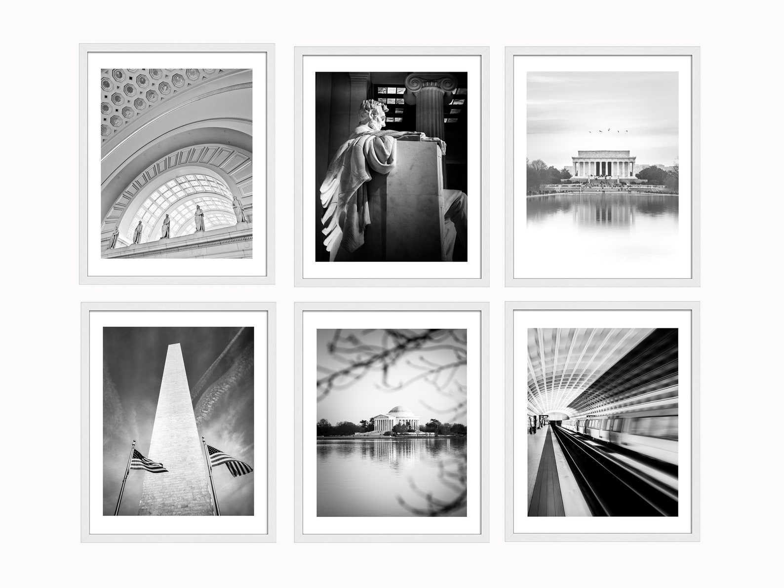 Washington DC Photography Print Set of 6 Unframed Black and | Etsy