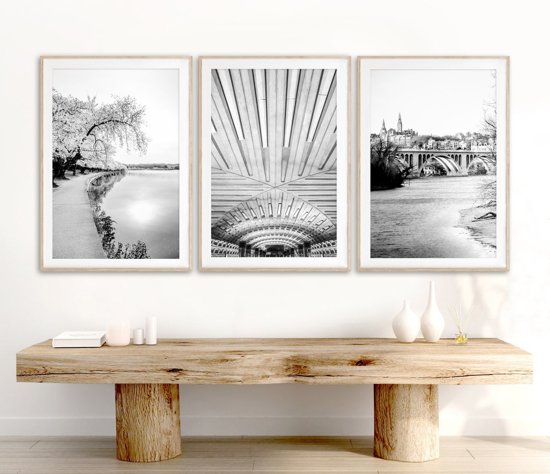 Washington DC Art, Set of 3 Prints- Unframed, Black and White ...