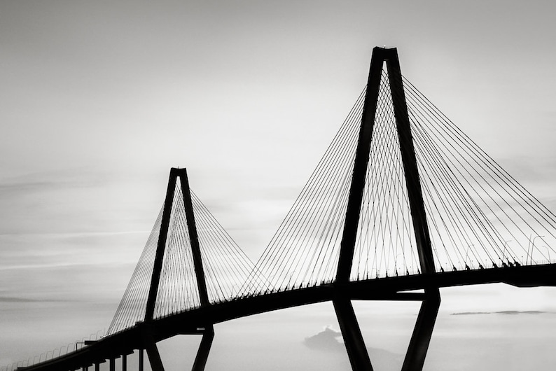 Charleston Art, Black and White Photography, Ravenel Bridge, Fine Art ...