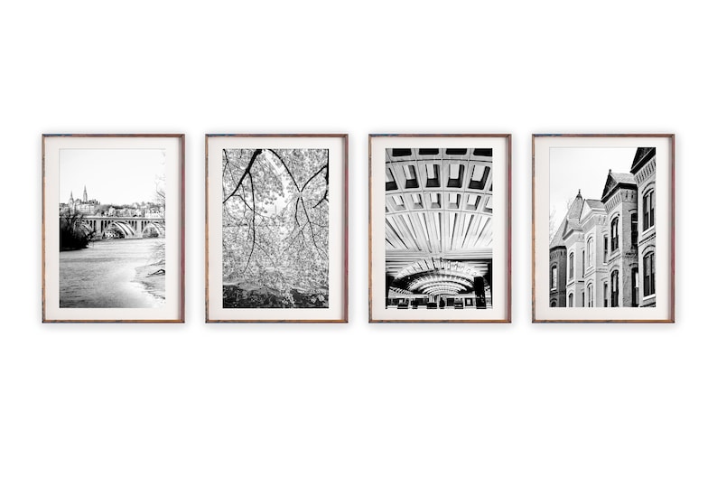 Washington DC Print Set of 4, Black and White Photography | Featuring ...