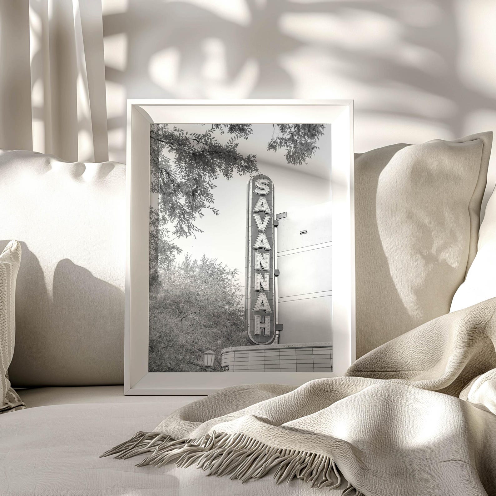 Savannah Georgia Theater Art Vintage Neon Sign Pink Print Savannah GA ...