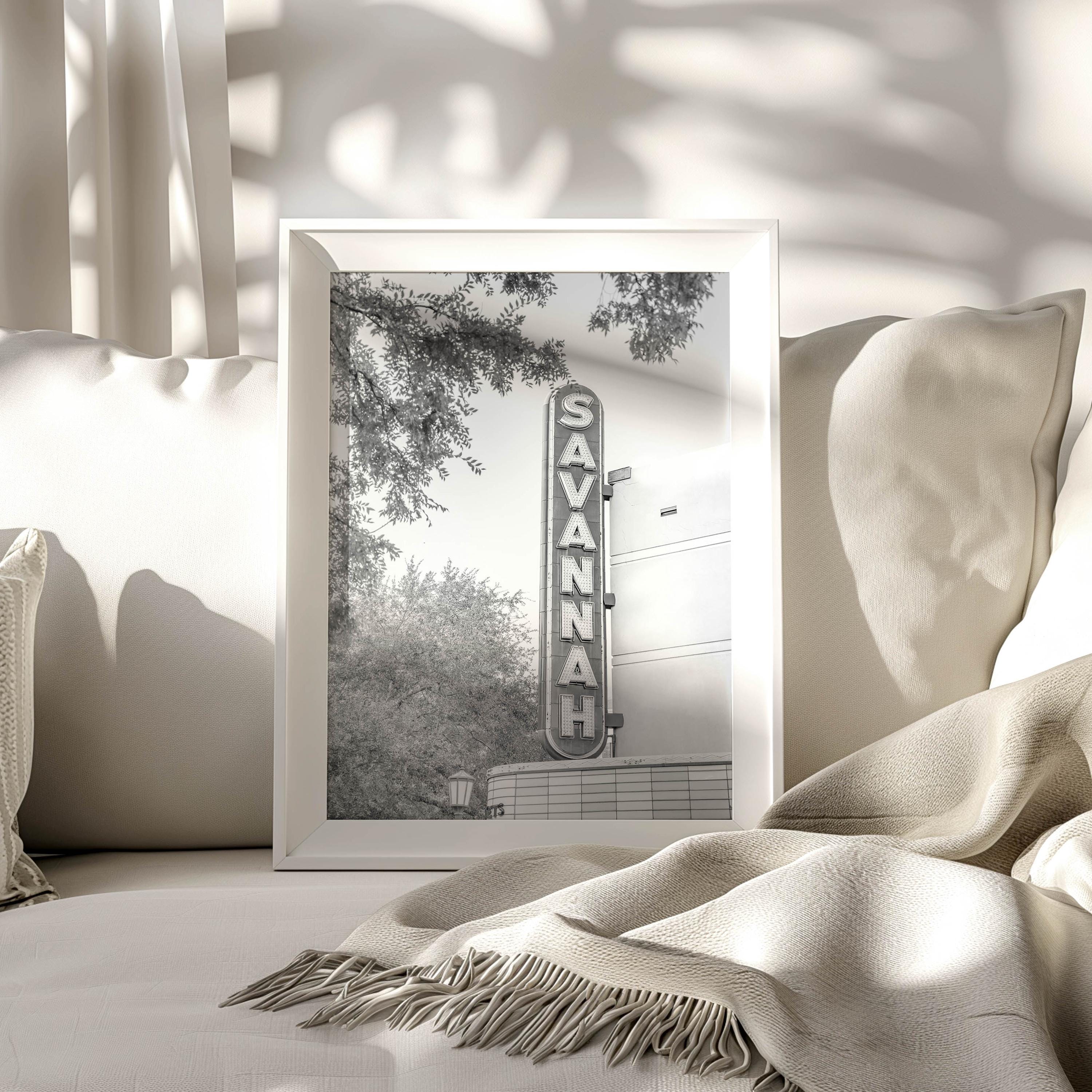 Savannah Georgia Theater Art Vintage Neon Sign Pink Print Savannah GA ...