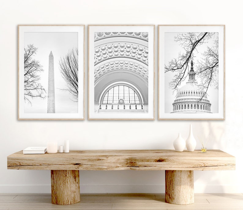 Washington DC Photography Set of 3 Black and White Art Print - Etsy