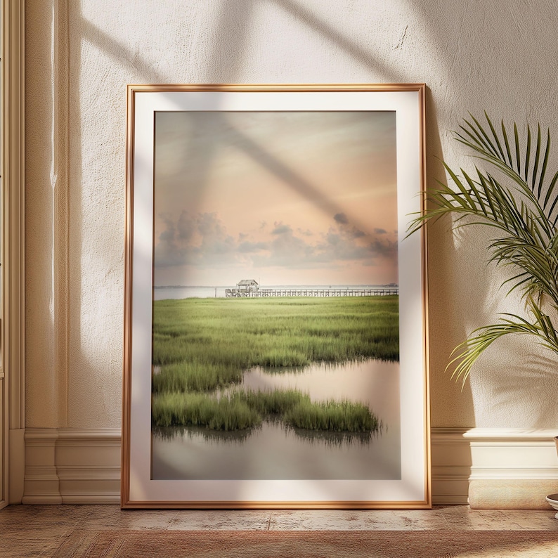 Charleston Print, Marsh Print Shem Creek Low Country Art Charleston ...