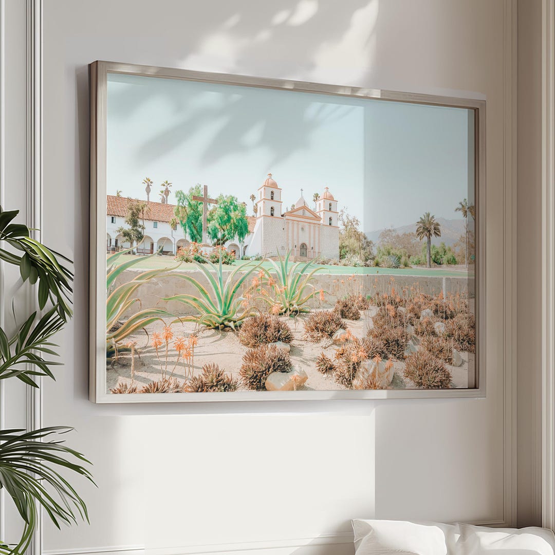 Santa Barbara Print, Southern California Art Santa Barbara Spanish ...