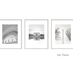Washington DC Photography Print Set of 3, Black and White Art, Capitol ...