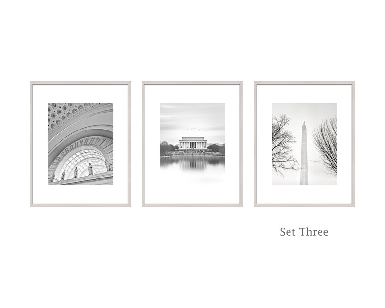 Washington DC Photography Print Set of 3 Black and White Art | Etsy