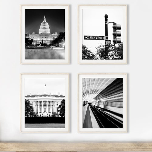 Washington DC Art Print Set of 3 Black and White - Etsy