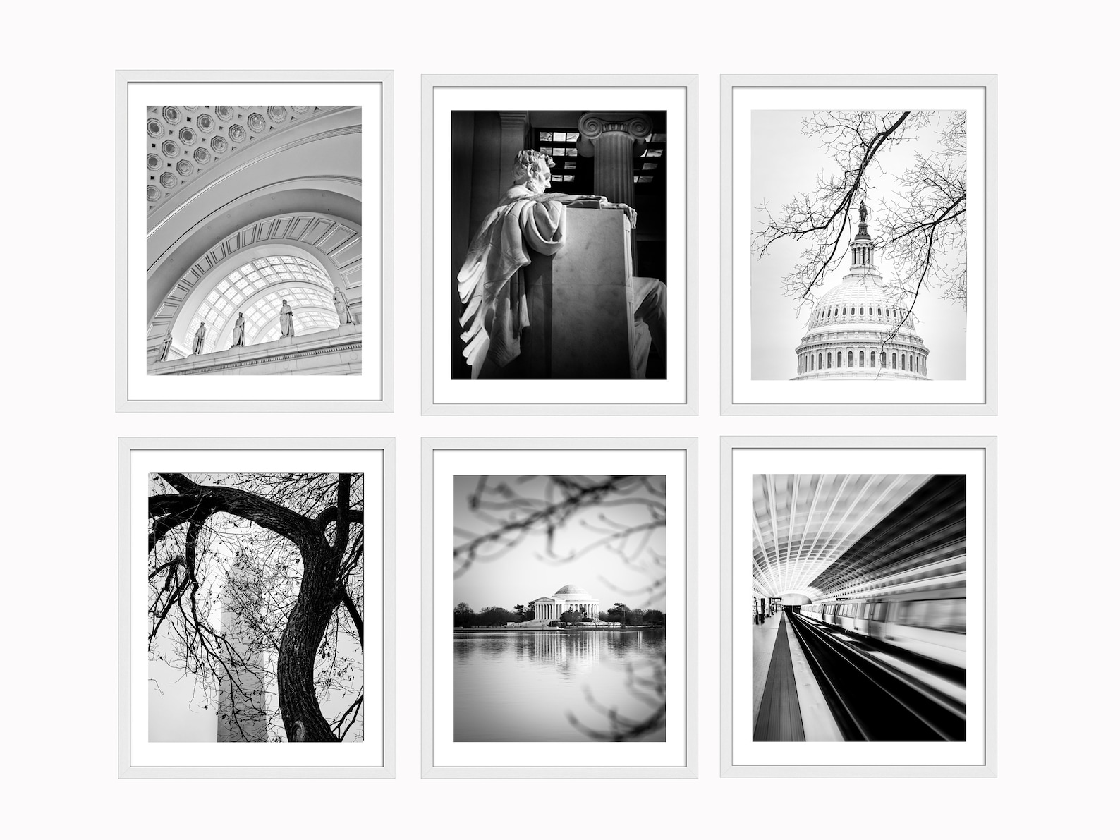 Washington DC Photography Print Set of 6 Unframed Black and | Etsy