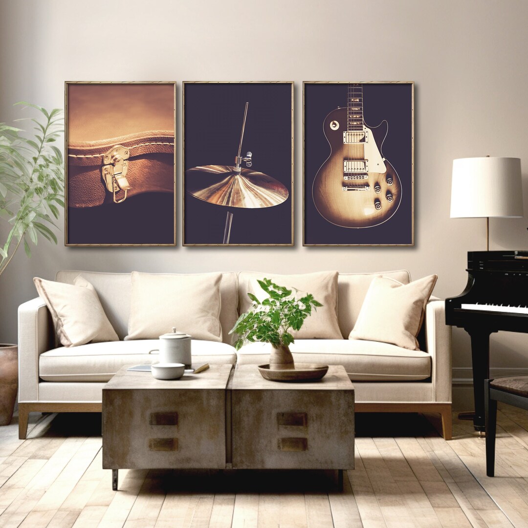 Music Print Set of 3 Gift for Musician Music Room Art Instrument ...