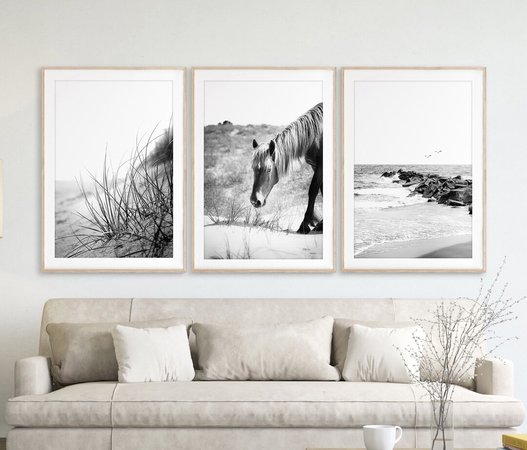 Outer Banks Art Wild Horse Print Coastal Wall Art Set of 3 - Etsy