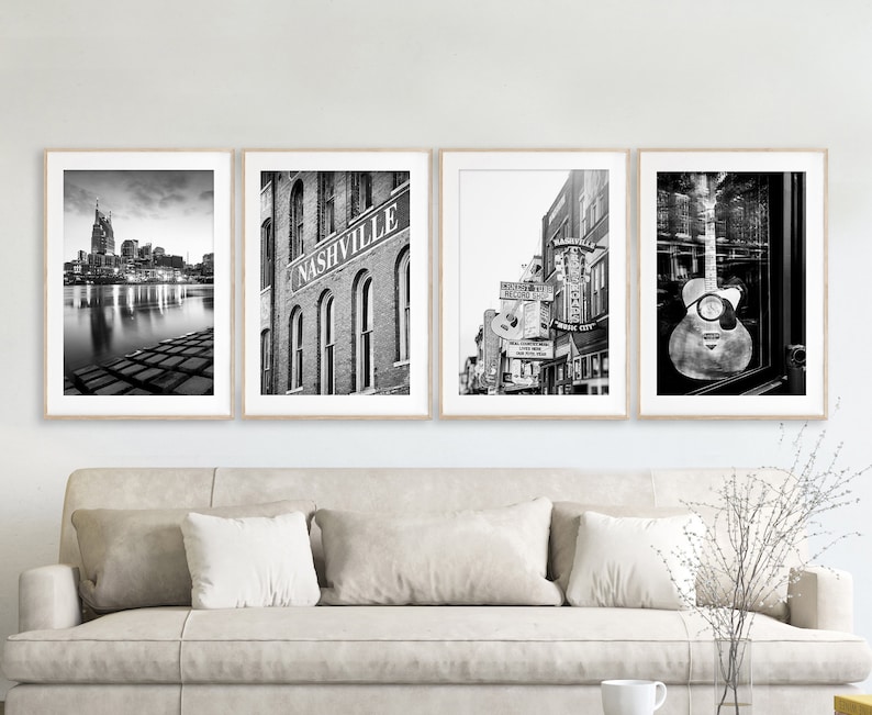 Nashville Print Set of 4, Black and White Photography - Unframed ...