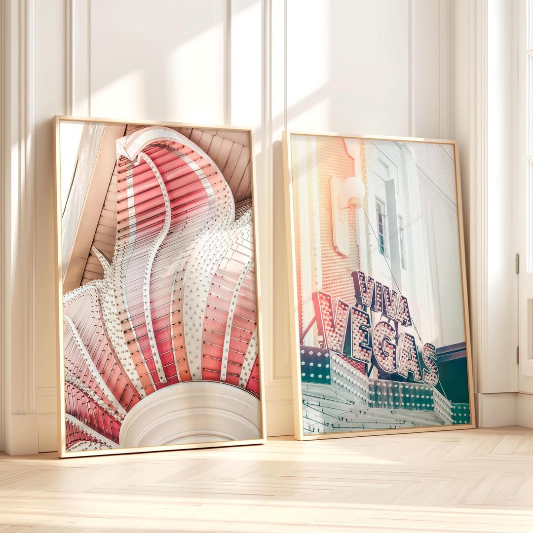 Las Vegas Art Print Vintage Las Vegas Sign Decor Pink Vegas Prints ...