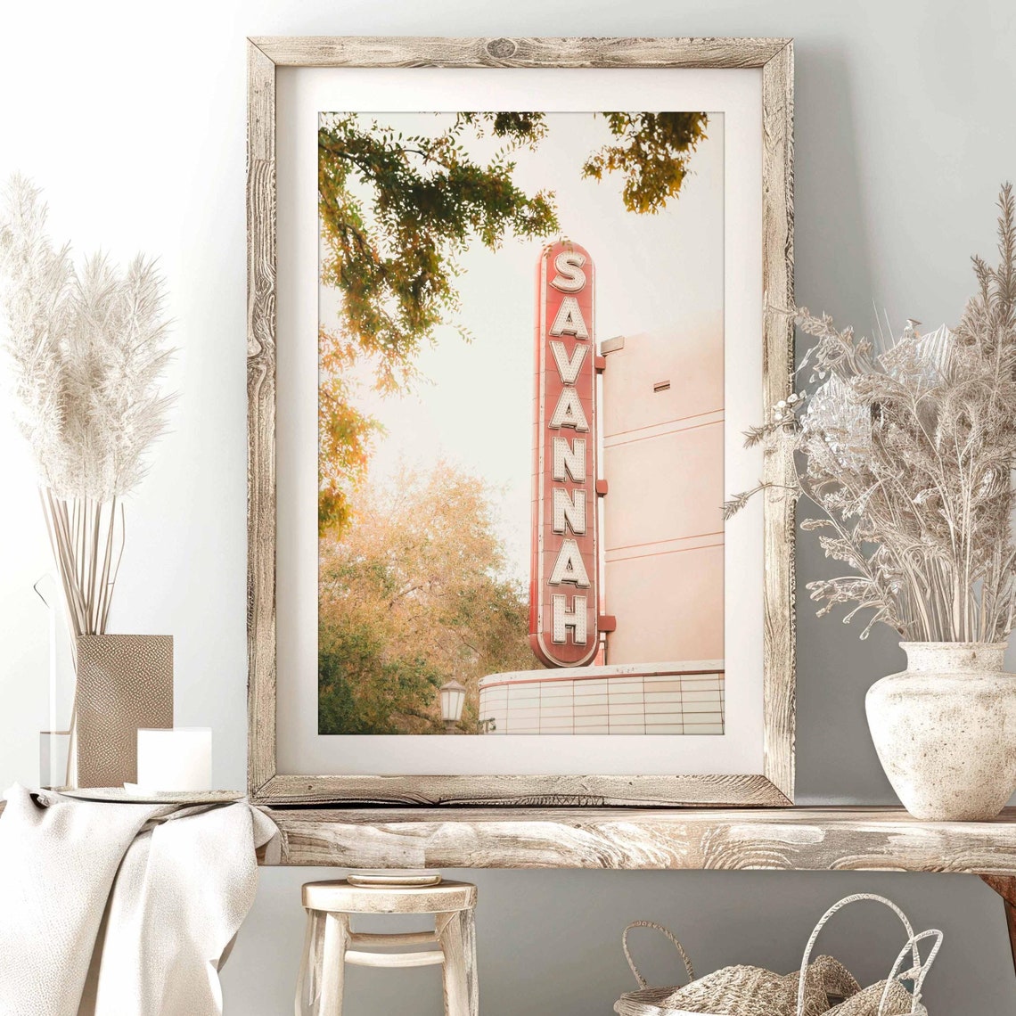 Savannah Georgia Theater Art Vintage Neon Sign Pink Print Savannah GA ...