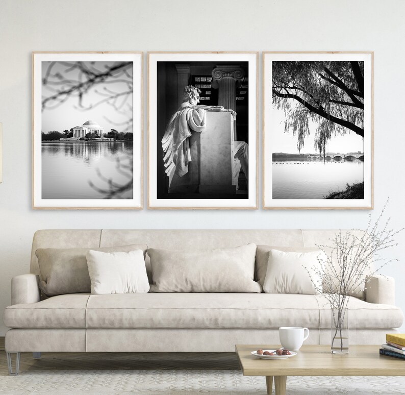 Washington DC Print Set of 3 Black and White Photography - Etsy