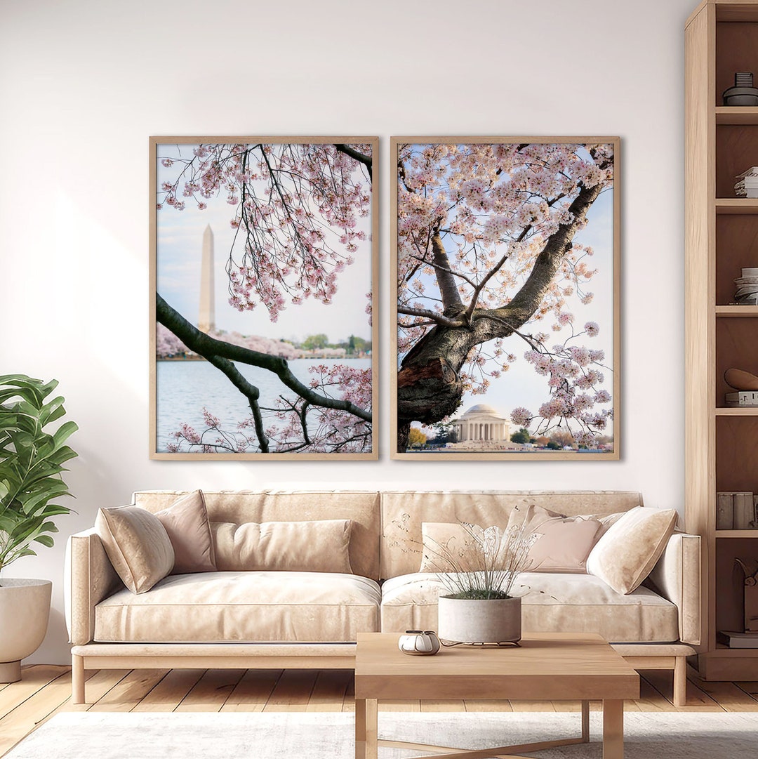 Washington DC Art, Set of 2 Cherry Blossoms DC Photography DC Print Set ...
