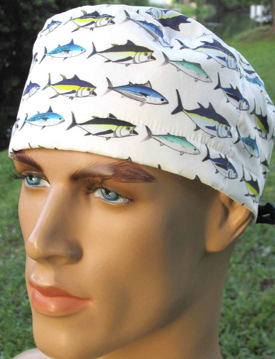Sport Fishing Ocean Tuna Fish Scrub Cap, Chemo Hair Loss Hat With a ...