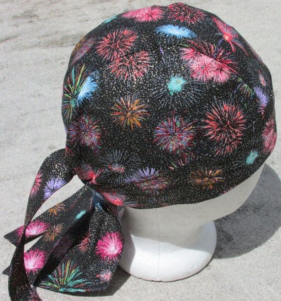 Fireworks Skullcap Doo Rag Skull Cap Biker Wear Surgical | Etsy