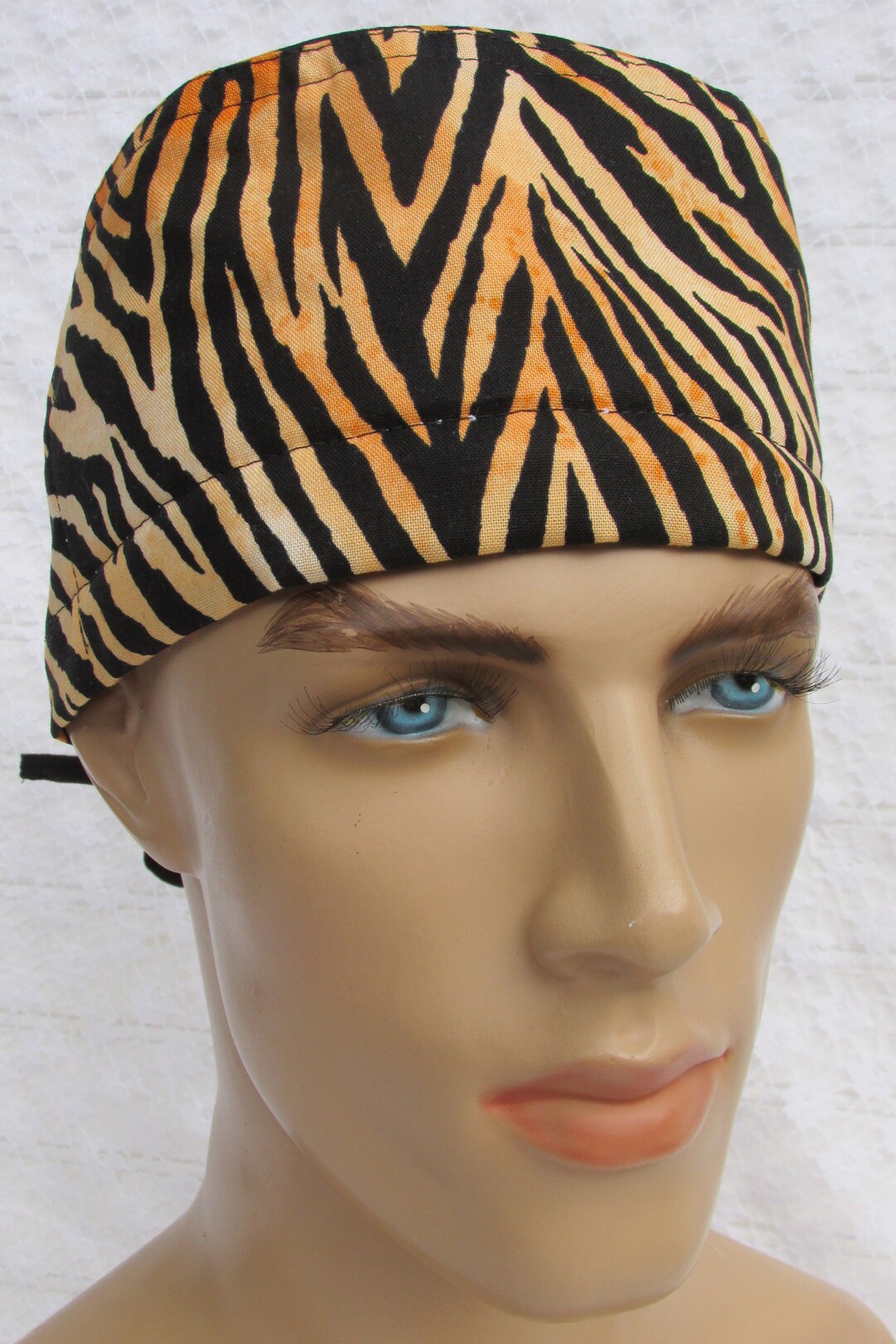 Handmade Tiger Print Scrub Cap Chemo Hair Loss Hat With Sweatband. - Etsy