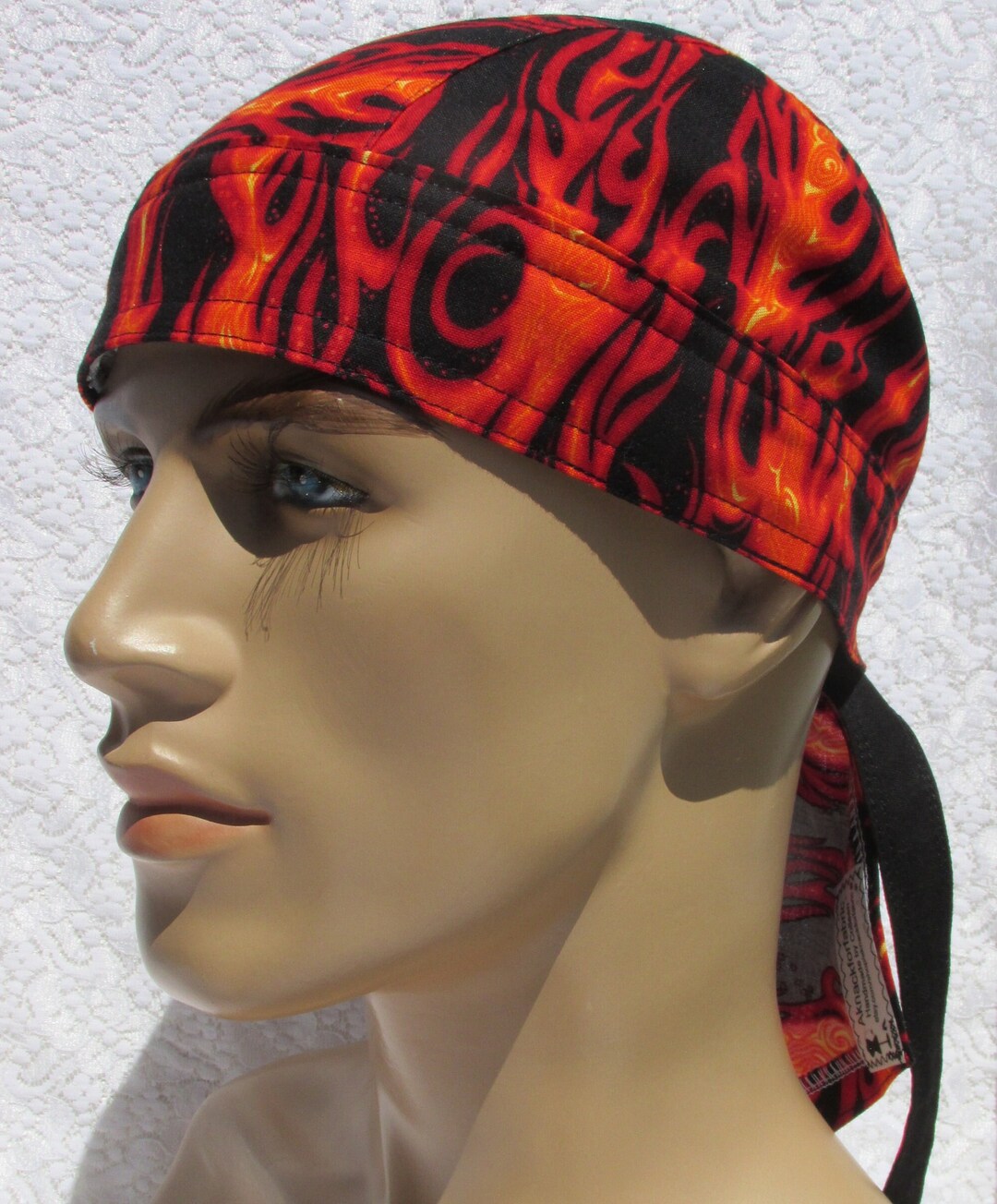 Fire Flames Doo Rag, Chemo Hat, Chef's Hat With a Cotton Terry Cloth ...