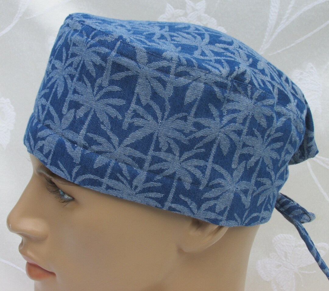 Palm Tree Medical Scrub Cap, Chemo Hair Loss Hat, Chef Hat. Upcycled ...