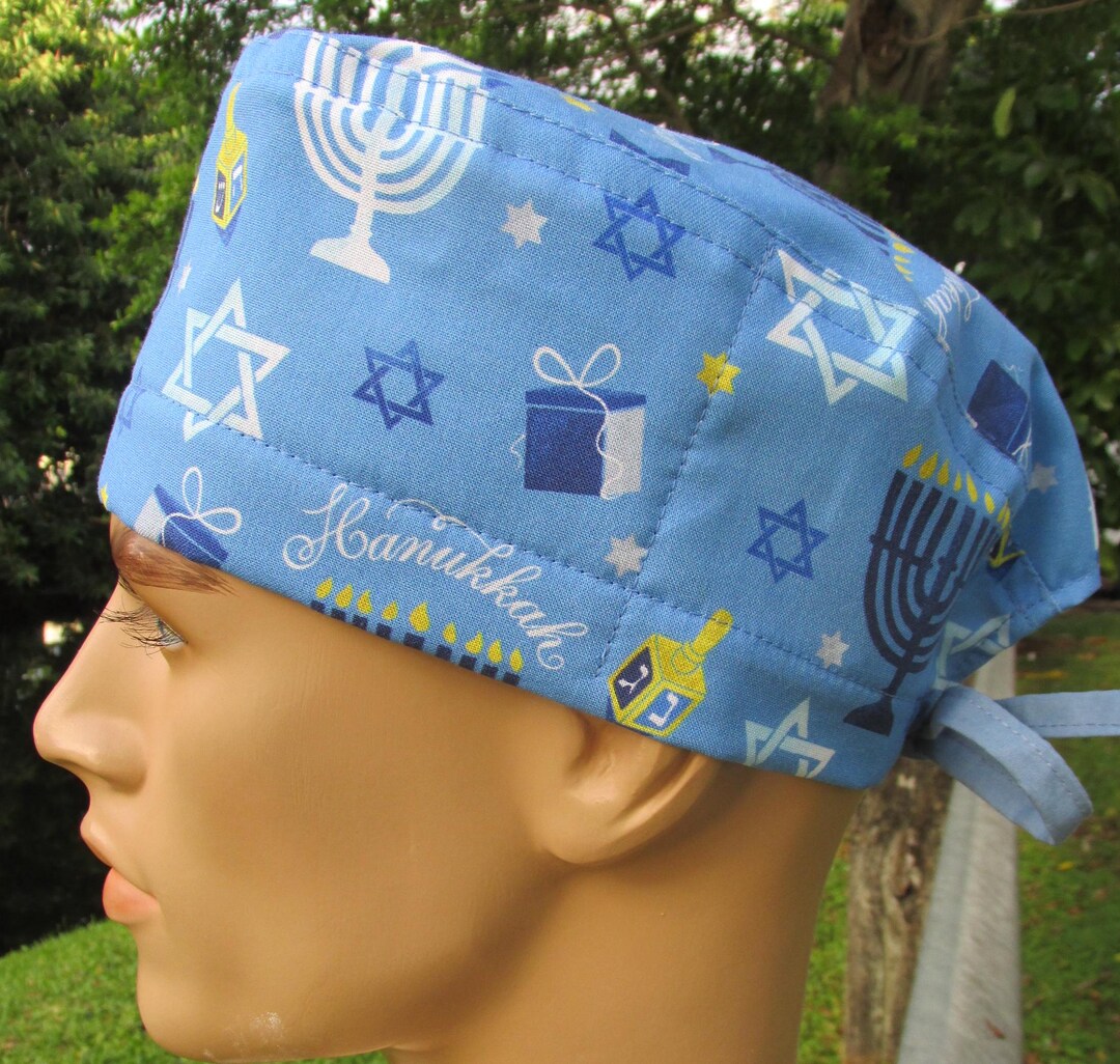 Handmade Hanukkah Scrub Cap Cancer Hair Loss Hat With Sweatband. - Etsy