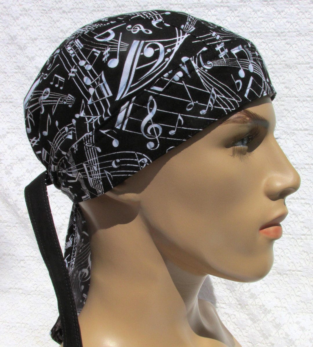 Handmade Music Notes Skull Cap Chemo Hair Loss Bandana Hat With ...