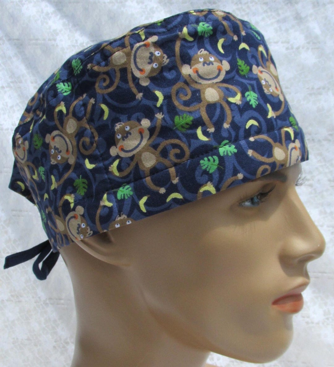 Handmade Monkey Scrub Cap Skull Cap Chemo Hair Loss Hat With Sweatband ...