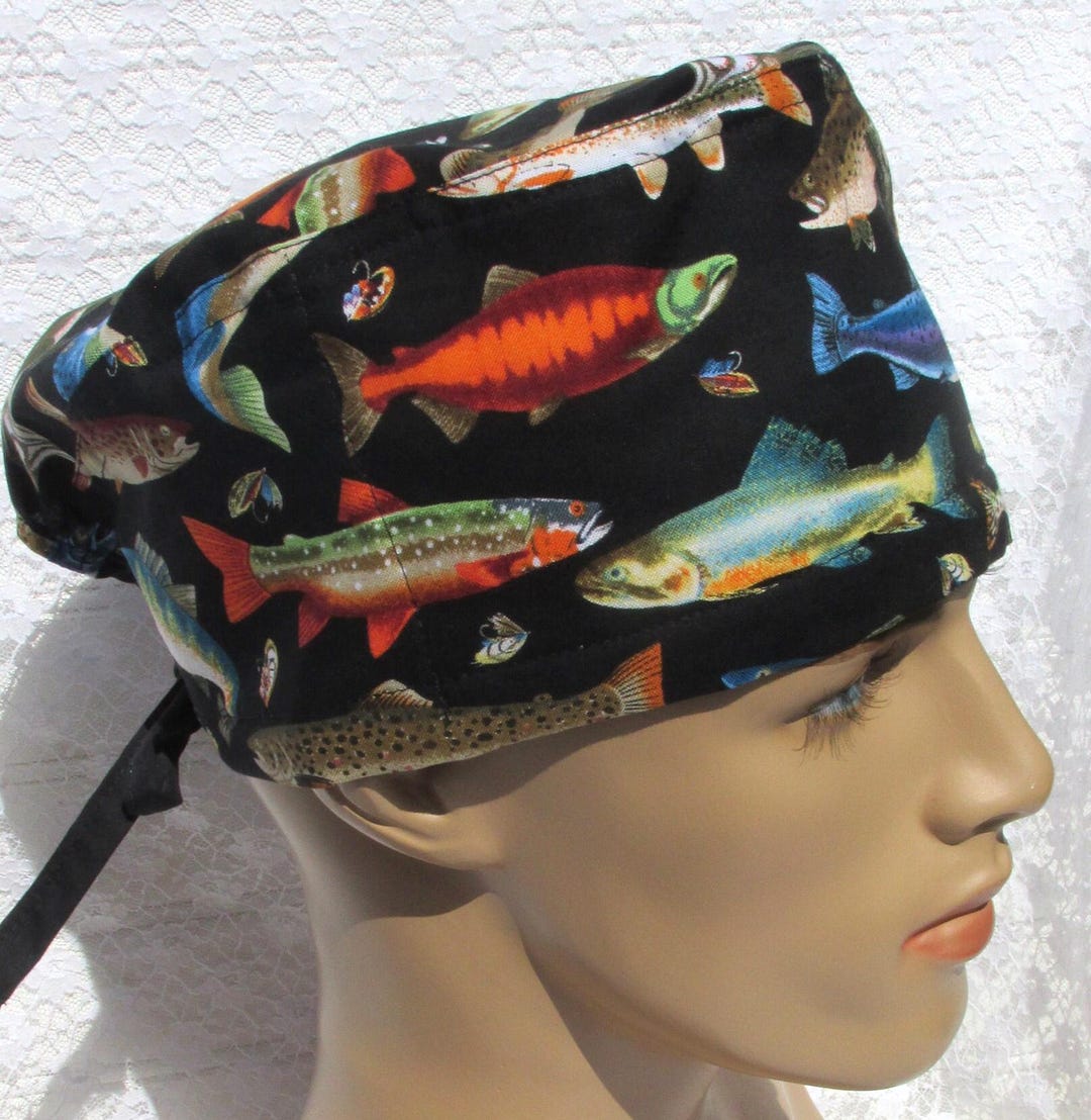 Handmade Fish Scrub Cap Cancer Hair Loss Hat With Sweatband. - Etsy