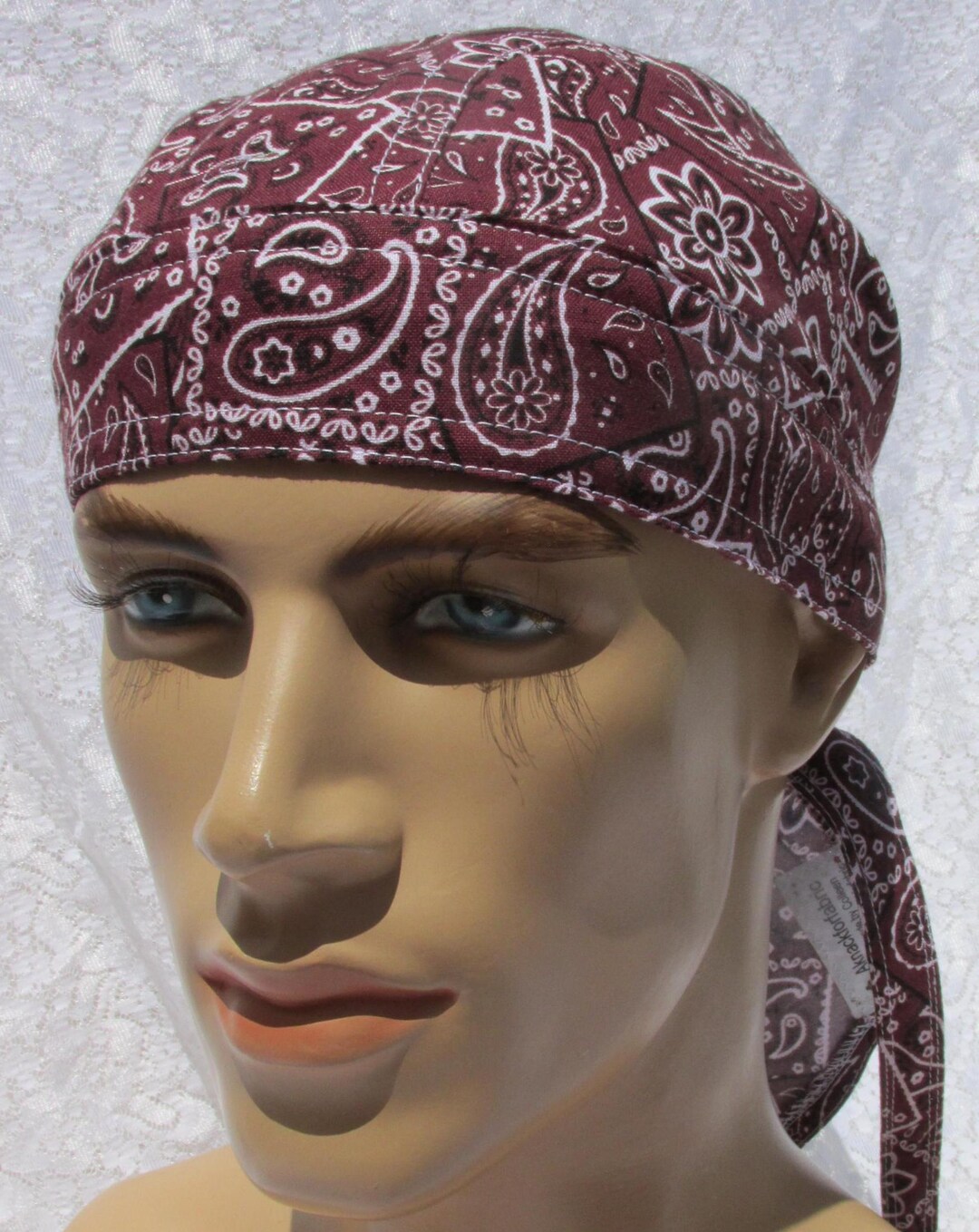 Rust Paisley Bandana, Du Rag, Skull Cap, Cancer Hair Loss Hat With a ...