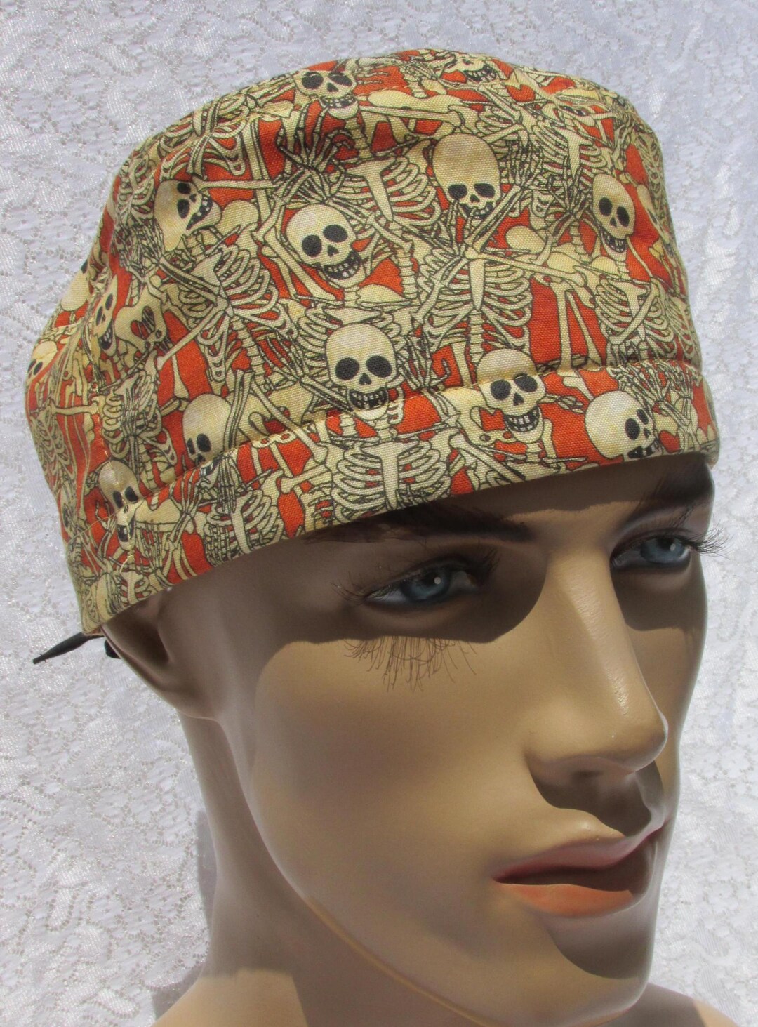 Handmade Skeleton Scrub Cap Bandana Chemo Hair Loss Hat Chef Hat With ...