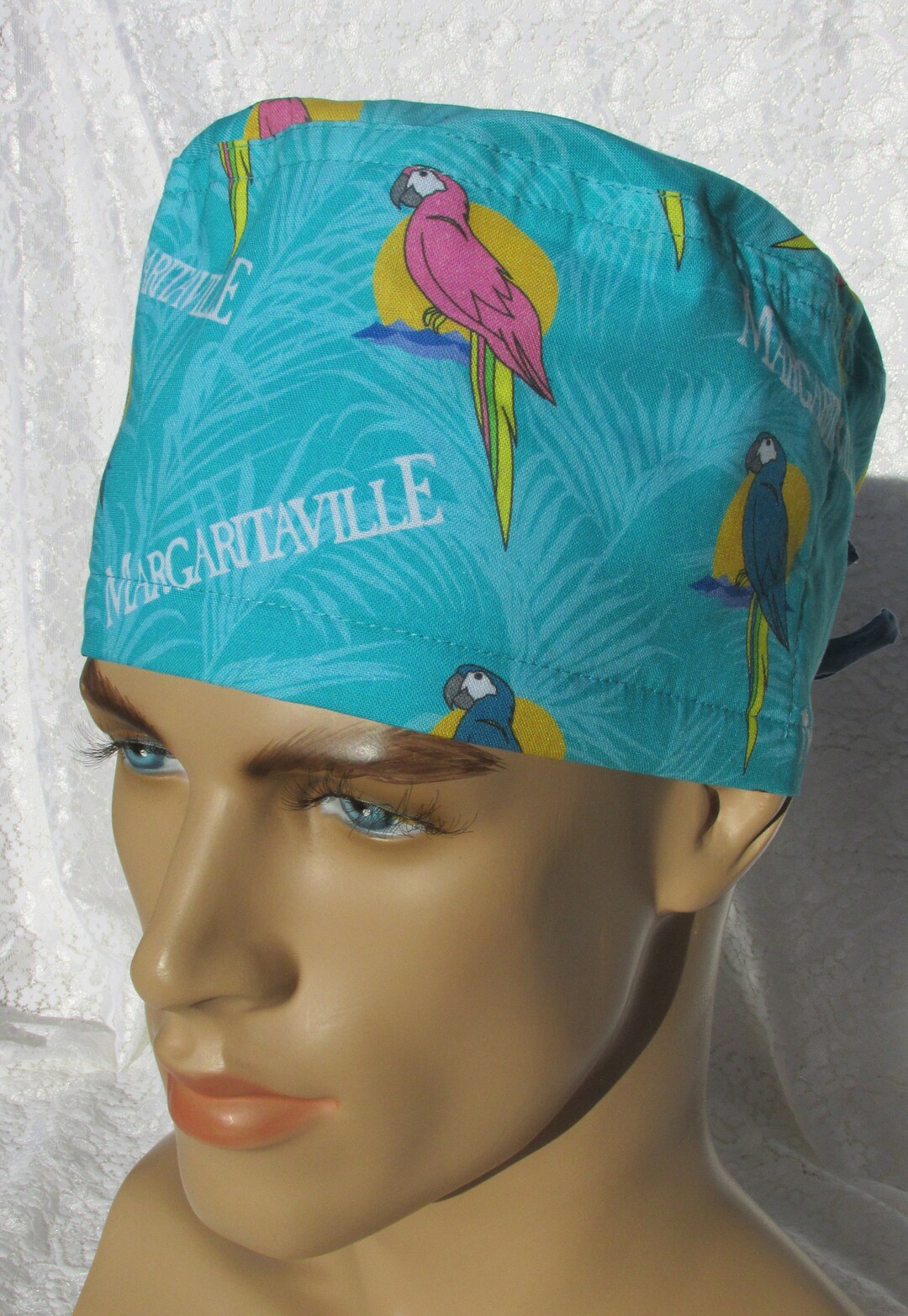 Fun Parrot Scrub Hat, Chemo Hat, Chef's Hat With a Cotton Terry Cloth ...