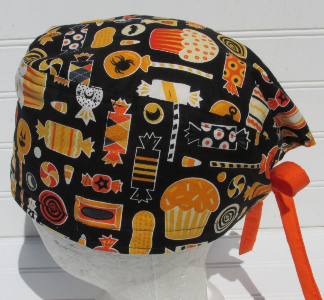 Handmade Halloween Candy Scrub Cap Bandana Chemo Hair Loss Hat With ...