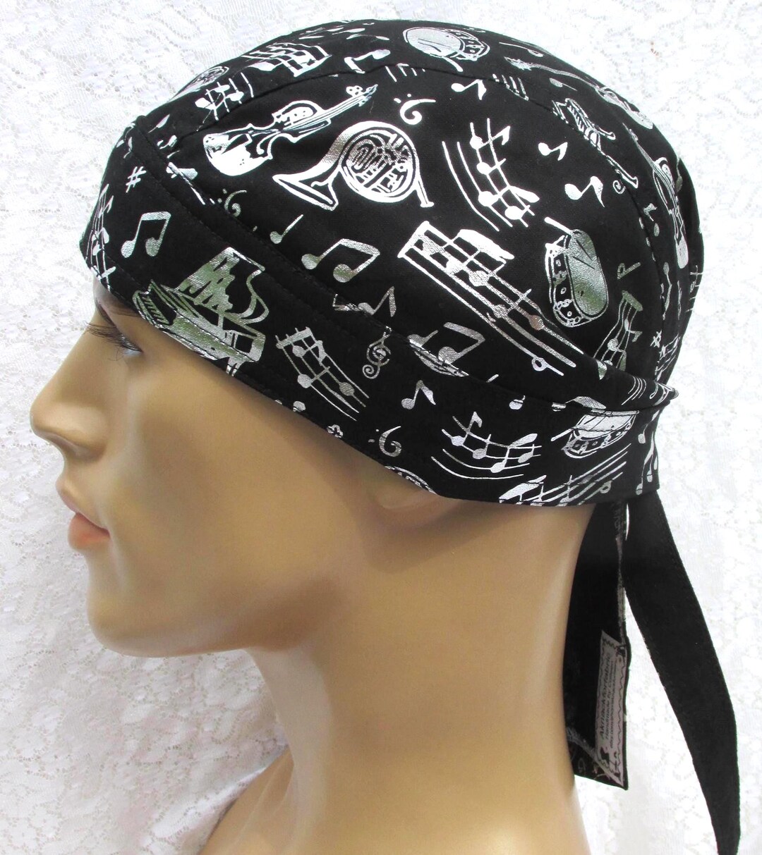 Handmade Music Notes Skull Cap Bandana Chemo Hair Loss Hat With ...