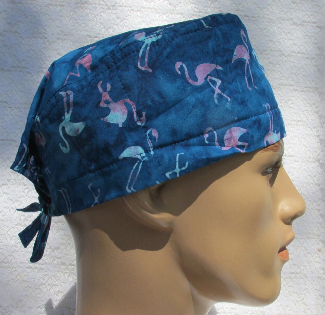 Flamingo Surgical Scrub Hat, Chemo Hair Loss Hat, Chef Hat With a ...