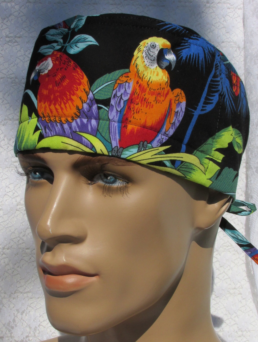 Parrots Scrub Hat, Hawaiian Parrots Scurb Hat, Chemo Hat With a Cotton ...