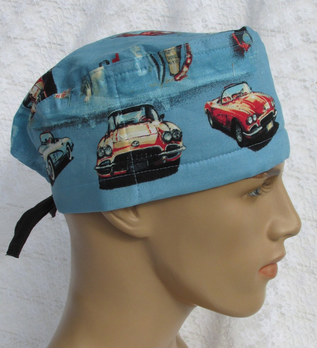 Car Scrub Hat, Chemo Hair Loss Hat With a Cotton Terry Cloth Sweat Band ...