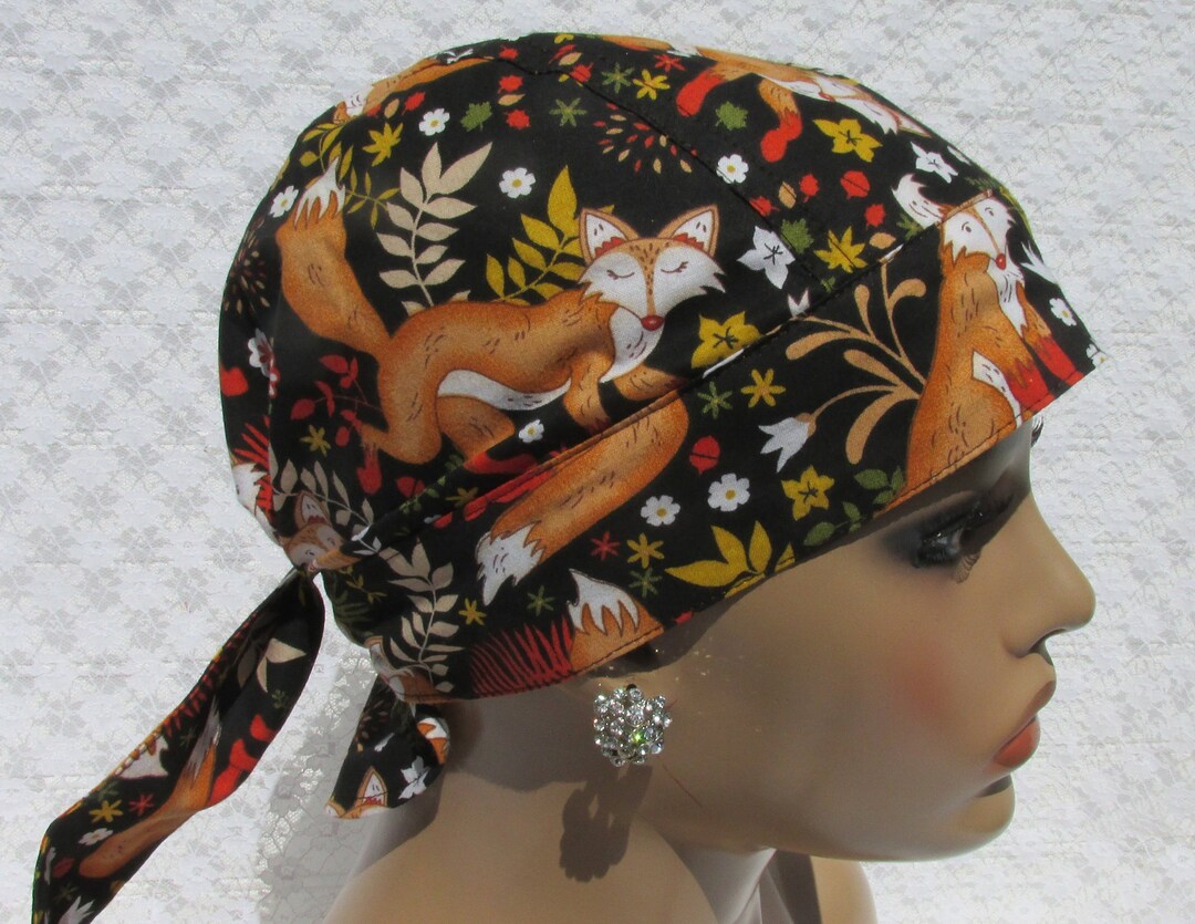 Fox Chemo Cap, Scrub Hat, Cancer Hat, Chemo Headwear With a Cotton ...