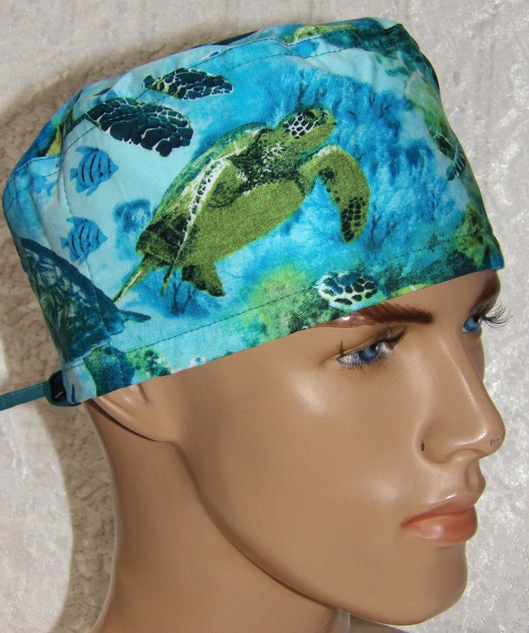 Handmade Turtle Scrub Cap Cancer Hair Loss Hat With Sweatband. - Etsy