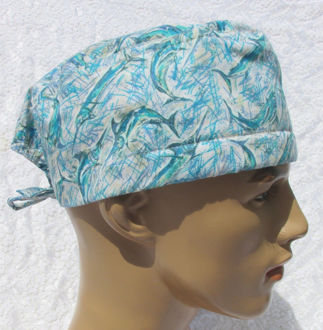 Sword Fish Scrub Hat, Fishing Hat, Chemo Hat, Cancer Hat With a Cotton ...