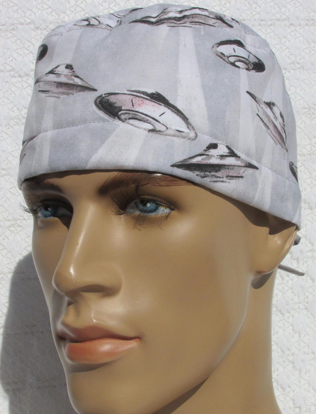 Alien UFO Spaceship Scrub Cap, Chemo Hair Loss Hat With a Cotton Terry ...