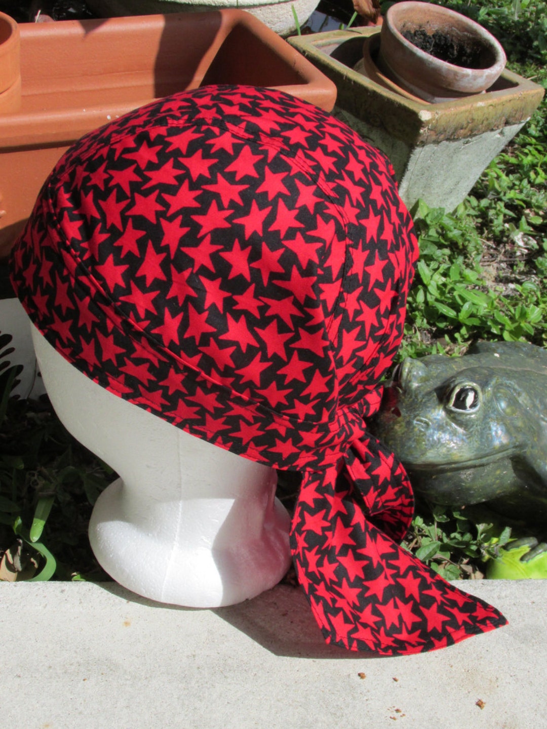 Red Star Skull Cap, Men Doo Rag, Chemo Hair Loss Hat With a Cotton ...