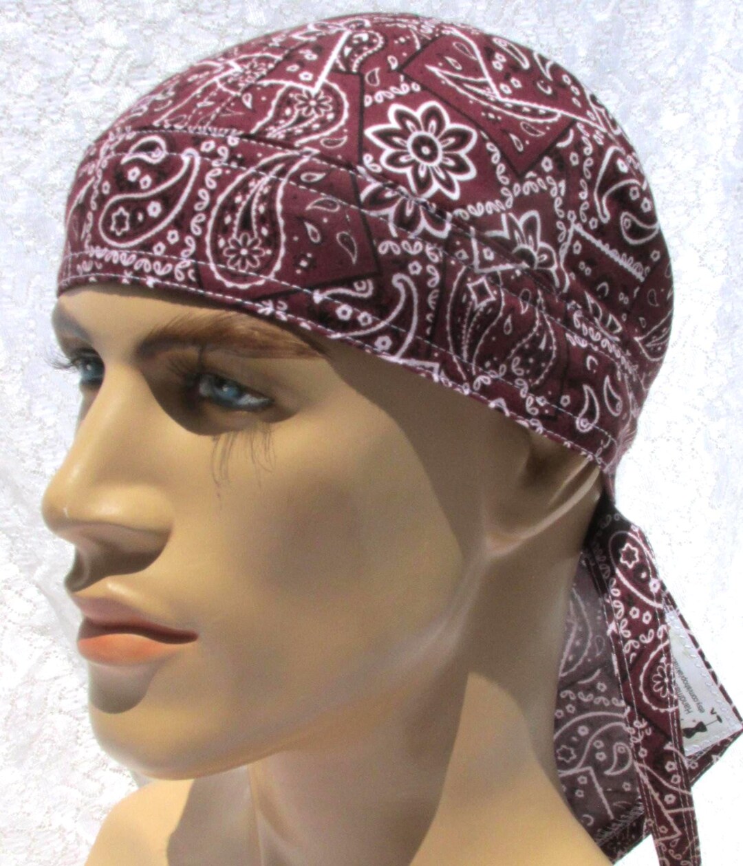 Rust Red Paisley Bandana, Du Rag, Skull Cap, Cancer Hair Loss Hat With ...