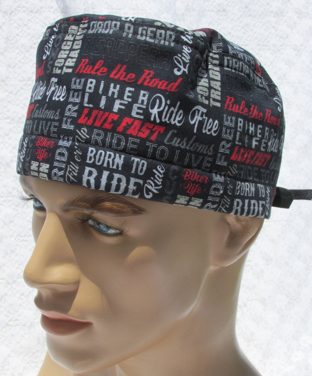 Motorcycle Scrub Hat, Chemo Hat, Chef Hat With a Cotton Terry Cloth ...