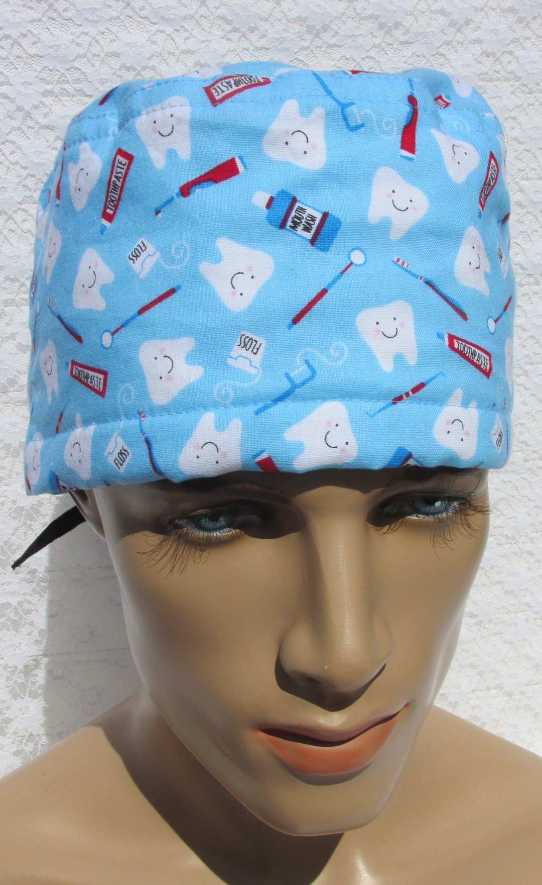 Dentist Scrub Hat With a Cotton Terry Cloth Sweat Band. Handmade in the ...